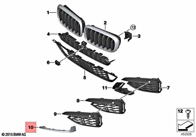 GENUINE BMW X6 F16 Front Bumper Trim Grille Left OEM 51117319789 EUR 79 ...