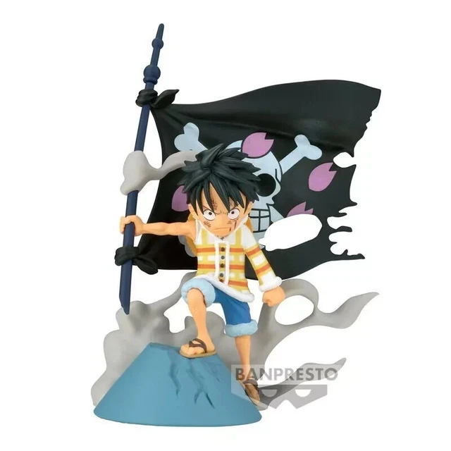 ONE PIECE MONKEY D. Luffy w/ Hillk Flag Figure 8cm Bandai Banpresto Log ...