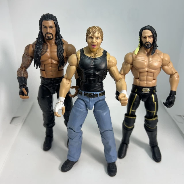 WWE SHIELD ELITE Set Seth Rollins, Dean Ambrose & Roman Reigns Mattel £ ...