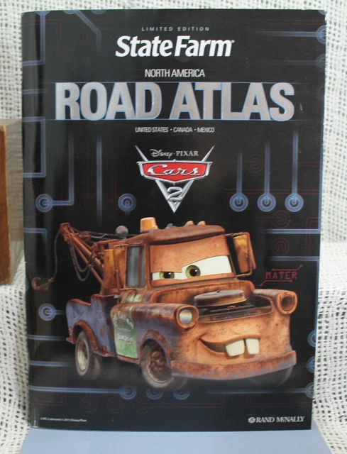 DISNEY PIXAR CARS Tow Mater State Farm North America ROAD ATLAS map ...