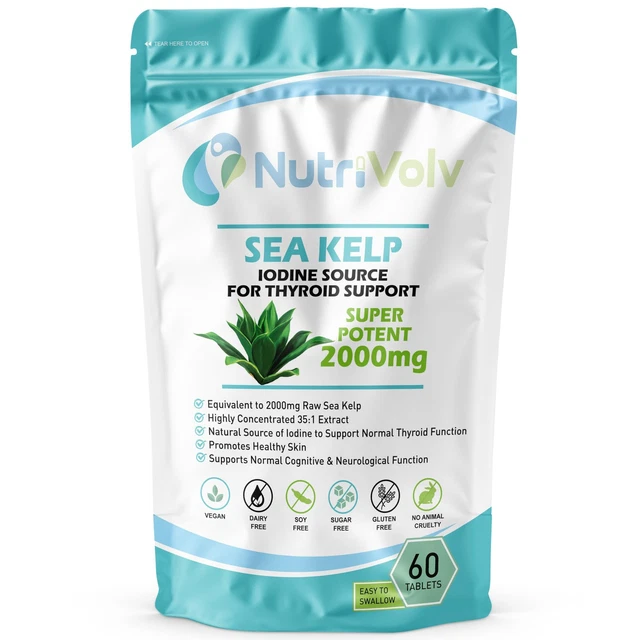 NUTRIVOLV SEA KELP 2000mg Iodine Supplement - 60 Tablets 60 count (Pack of 1) £5.31 - PicClick UK