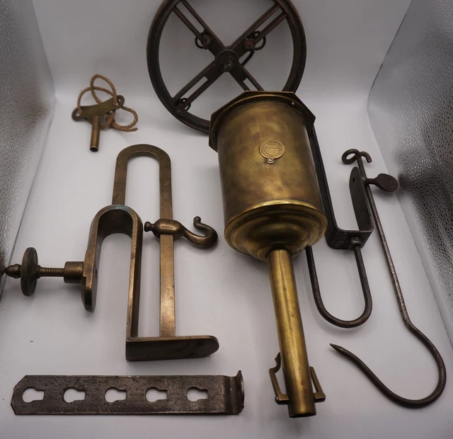 ANTIQUE BRASS SALTER 25 Clockwork Meat Jack/ Spit Roaster Complete w ...