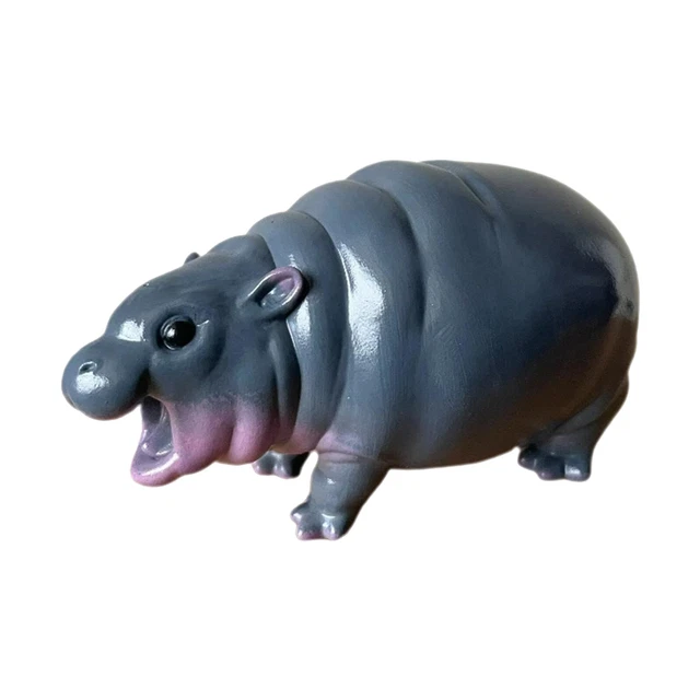 MOO DENG HIPPO Toy,Bouncy Pork Pygmy Hippo Statue,Hippo Resin Figurine ...