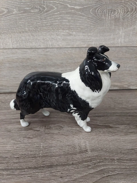 VINTAGE LARGE BESWICK Border Collie Dog ~ Black And White~ Sheepdog ...
