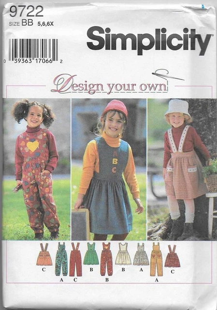 SIMPLICITY SEWING PATTERN 9722 Girls' Design Your Own JUMPER or ...