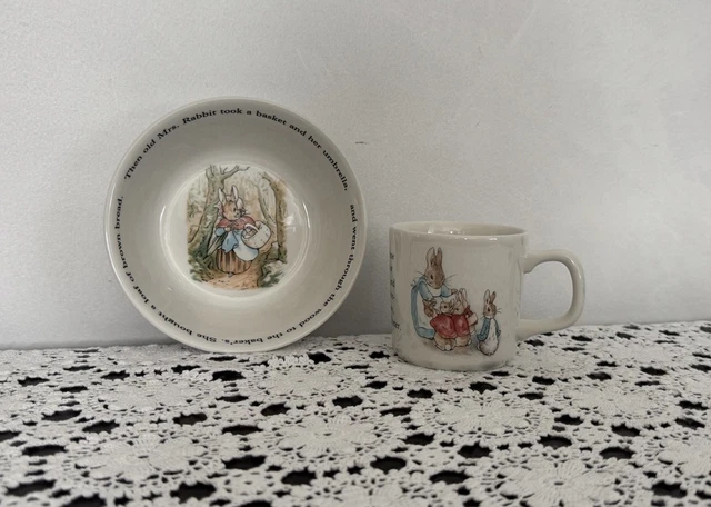 PETER RABBIT FREDERICK Warne & Co 1993 Wedgwood England Bowl & Cup $35. ...
