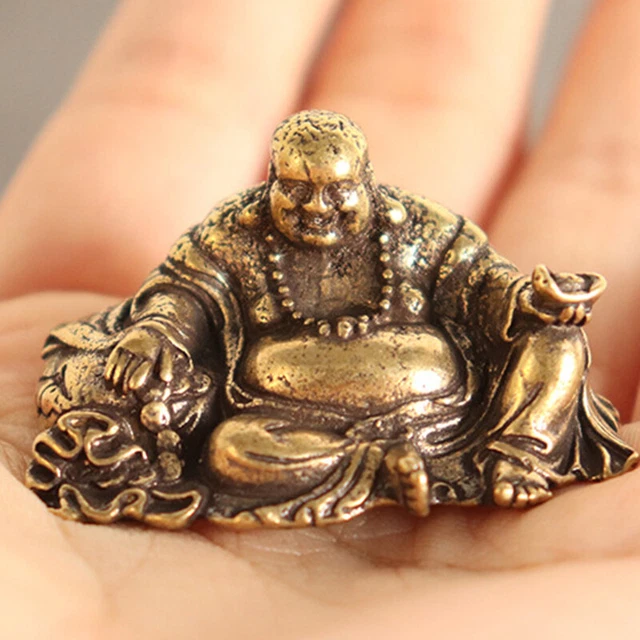 PURE COPPER MAITREYA Buddha Small Statue Feng Shui Ornament Home ...
