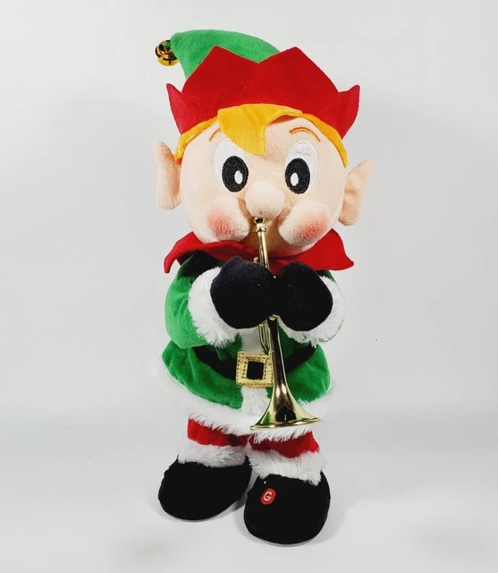 GEMMY CHRISTMAS 15 inch Singing Dancing Animated Elf Plush with Trumpet ...