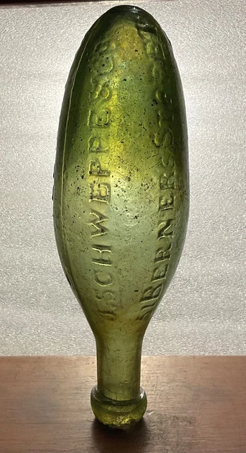 LOVELY EARLY GREEN J. Schweppe Torpedo bottle, 51 Berners St, Oxford St ...