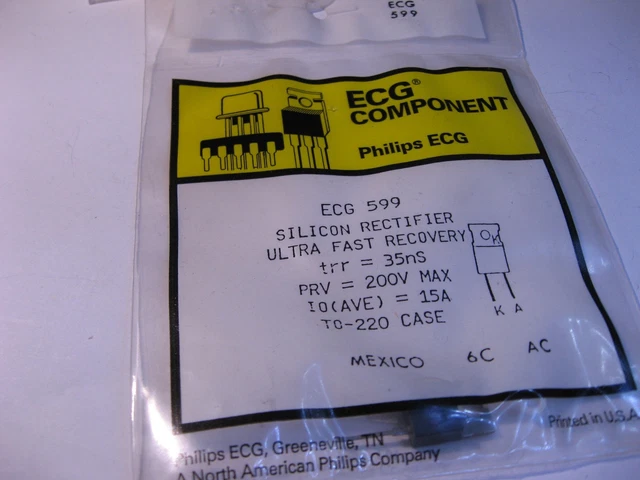ECG599 PHILIPS ECG Silicon Rectifier Diode 200V 15A Fast Recov NTE599 ...