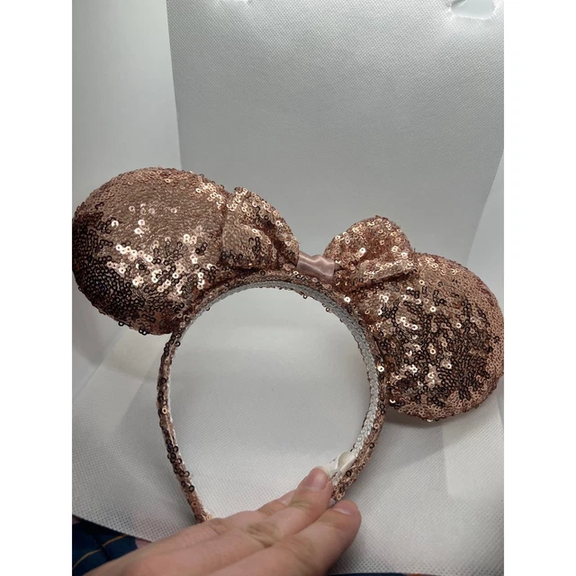 DISNEY ROSE GOLD Sequin Minnie Mouse Ears Headband Adult Girls Women £ ...