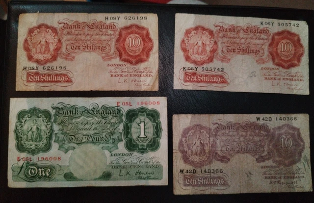 JOB LOT OLD British Bank Notes WW2 and after. Peppiatt,& L K O'Brien £0 ...