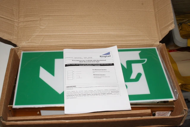 RINGTAIL X-ES3M/BR/UP LED Boxed Exit Sign Emergency Light Fitting-BRASS ...