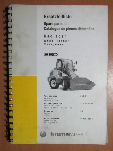 ERSATZTEILLISTE KRAMER ALLRAD Radlader 280 Typ 341-01 parts list wheel ...