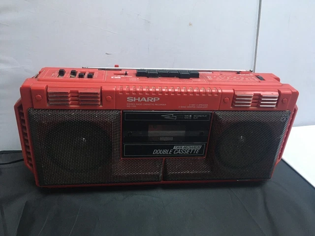 1980'S RED SHARP stereo cassette recorder boombox ghetto blaster £30.00 - PicClick UK