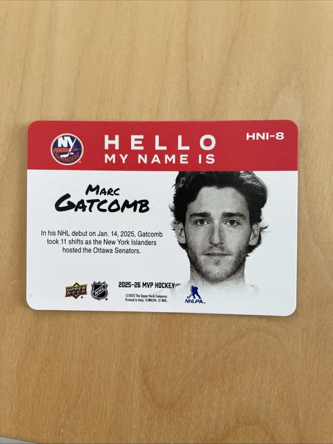 MARC GATCOMB - Islanders - 2025-26 UD MVP - Hello My Name is Insert ...