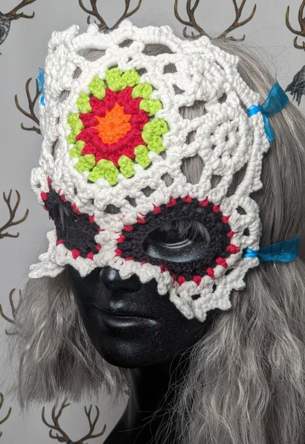 DIA DE LOS Muertos Day of the Dead Halloween Crochet Doily Mask £9.12 ...