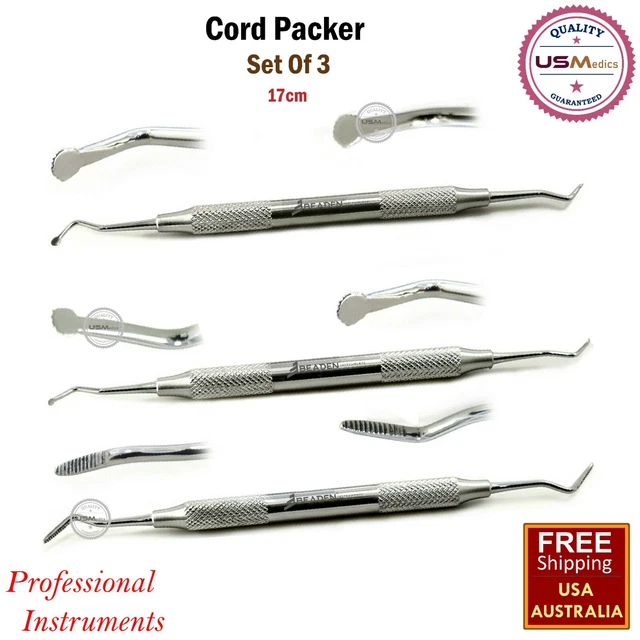 DENTAL CORD PACKER Retraction Tissues Surgery Serrated Tips Gingival ...