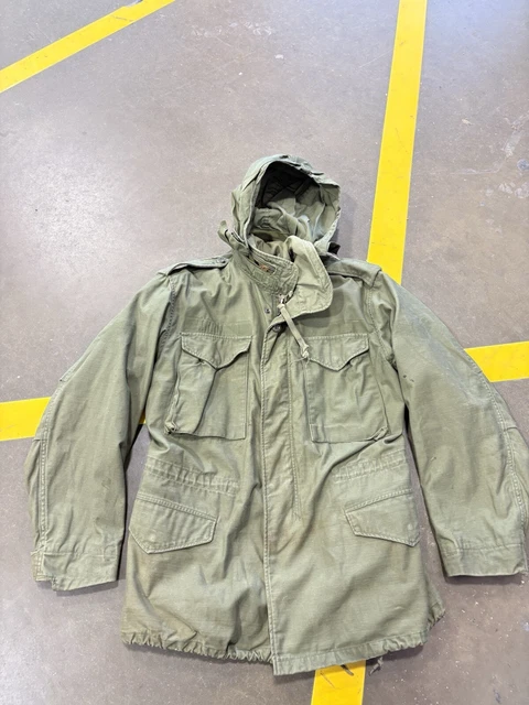 VINTAGE 70S U.S. ARMY M-65 Field Jacket Cold Weather Coat Mens Small ...