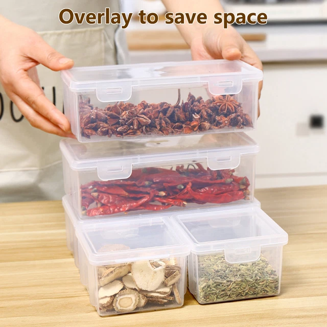 SPICES STORAGE BOX Sealed Space Saving Transparent Food Organizer Box ...