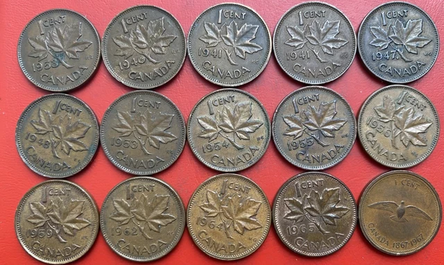 CANADA 🇨🇦 PENNY 1 Cent Coins 1940’s 50’s 60’s 1940-1967, mixed dates $7 ...