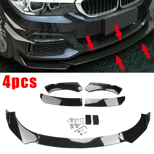 UNIVERSAL GLOSS BLACK Car Front Bumper Protector Lip Body Splitter ...