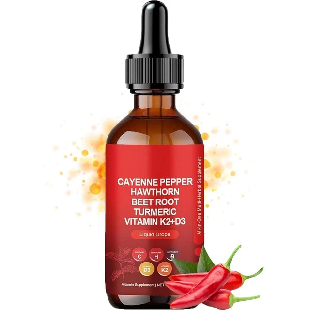 VASCU FLOW CAYENNE Pepper Liquid Drops Hawthorn Beef Root Turmric ...