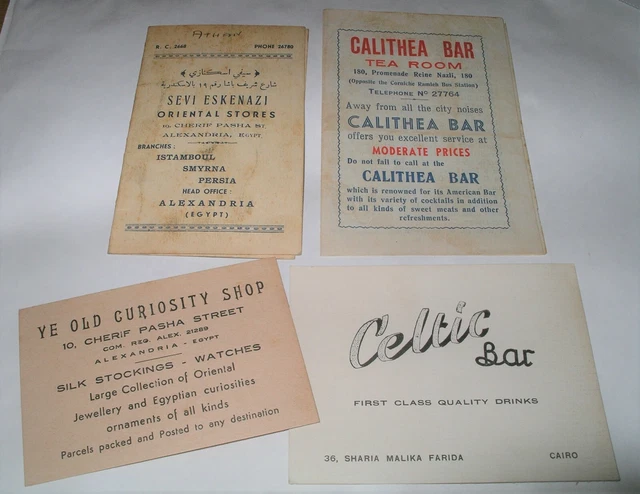 WW2 EGYPT VINTAGE BUSINESS CALLING CARDS MENU Ex British Military Man £ ...