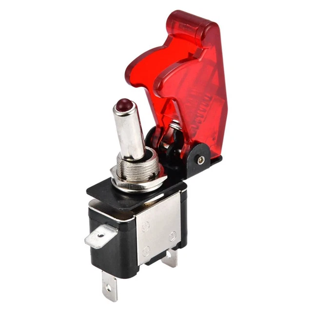 12V ILLUMINATED LED Toggle Switch Control ON/OFF+Aircraft Missile Flip ...