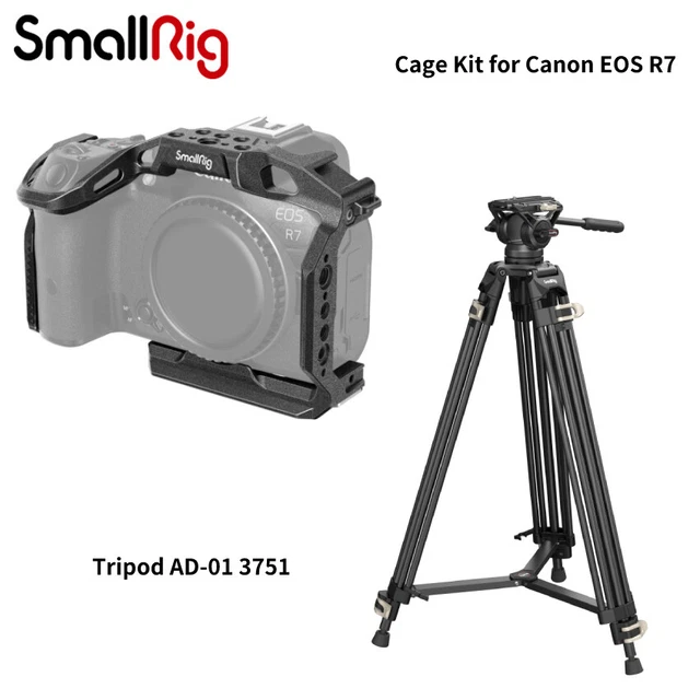 SMALLRIG CANON EOS R7 Cage Kit with AD-01 Video Tripod 73" Heavy Duty ...