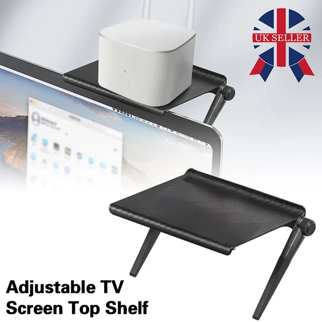 ADJUSTABLE COMPUTER PLASTIC TV Top Shelf Monitor Screen Storage Bracket ...