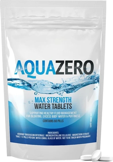 AQUA ZERO WATER Balance Tablets for Fluid Support – 60 Water Capsules ...