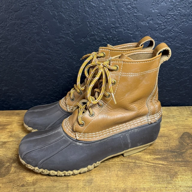 L.L. BEAN BEAN Boots Mens Size 8 Brown Leather Duck Snow Boots Rubber ...