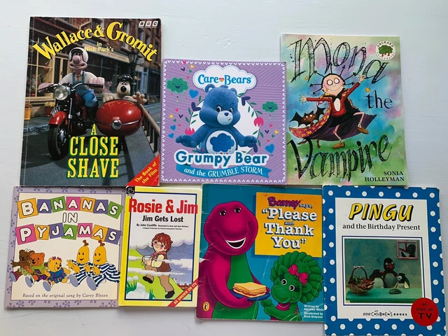90S KIDS TV Show Themed Book Bundle. Pingu, Care Bears, Barney, Mona ...