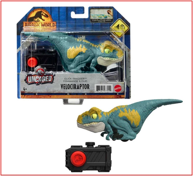 JURASSIC WORLD UNCAGED Velociraptor RAPTOR BLUE CLICK TRACKER Dinosaur ...
