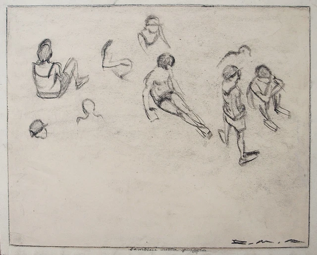 GIORGIO MATTEO AICARDI (Italian 1891- 1984) Drawings of figures on a ...