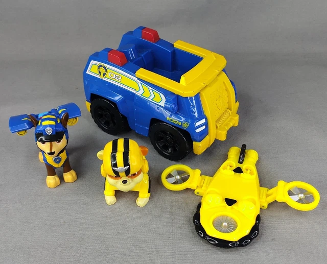 PAW PATROL MIGHTY Pups Rubble jet board & chase police cruiser action ...