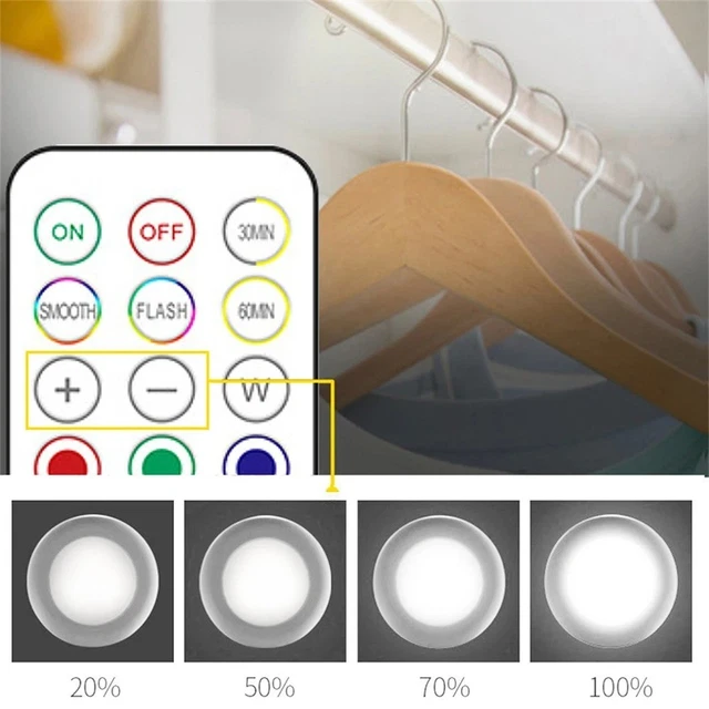 UNDER CABINET RGB Lights - Battery Powered LED Night Lamp - Remote ...