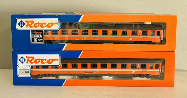 ROCO HO GAUGE 1:87 45222.1 & 44664 ÖBB Eurofirma Coaches £59.95 ...