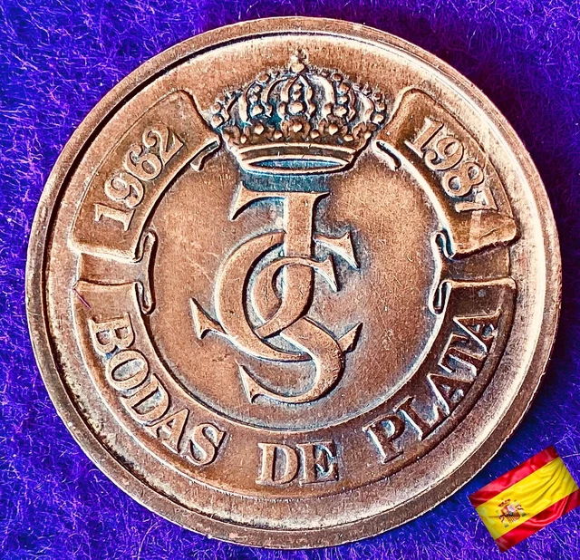 MONEDA CONMEMORATIVA * Bodas De Plata * Reyes De España * Bronce EUR 5 ...