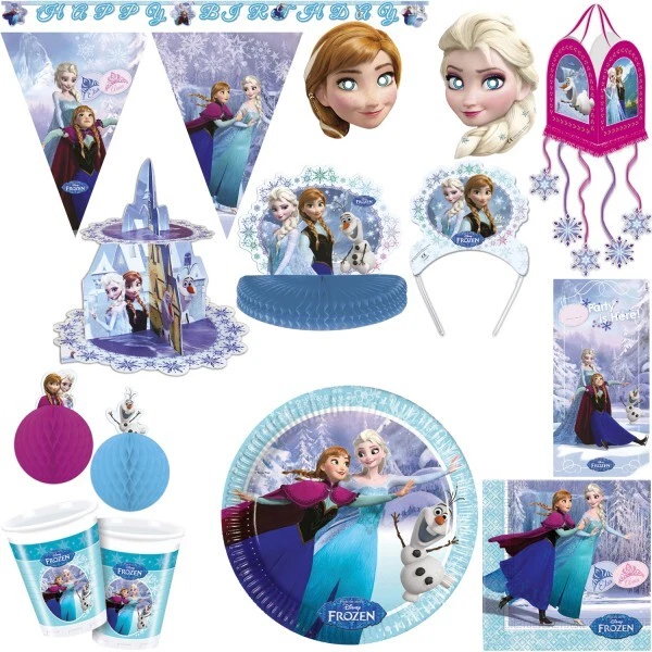 DISNEY THE ICE Queen Party Set Kids Birthday Decoration Anna Elsa Olaf ...
