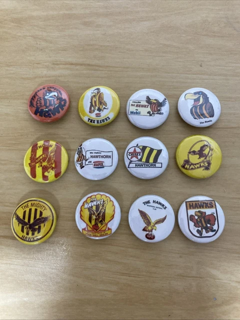 LOT OF 12 Hawthorn Hawks Small VFL AFL football Footy Badges $26.00 ...