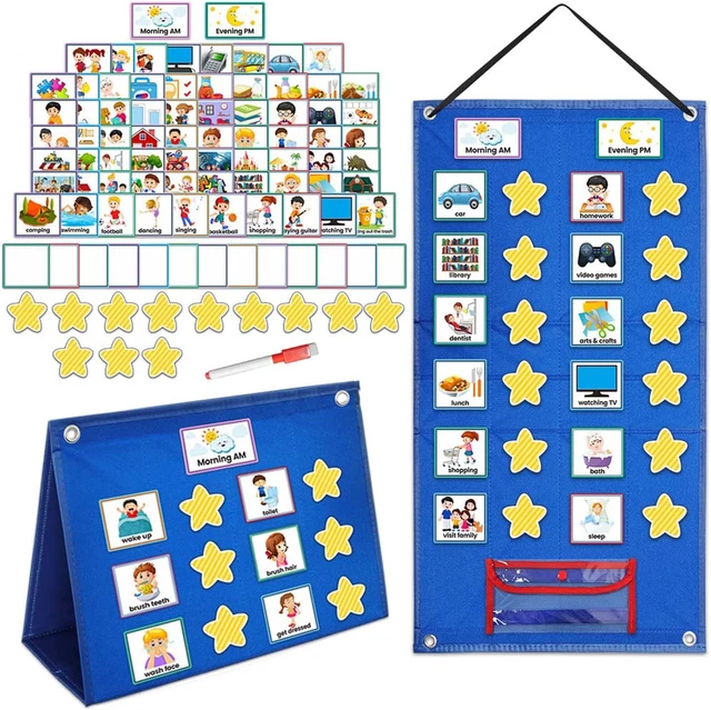 VISUAL SCHEDULE FOR Kids With Autism 3 In 1 Morning Routine Chore Chart ...