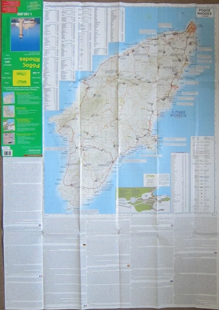 RHODES-TOURIST MAP 1:100000(+CITY street map 1:7000/City walled area ...