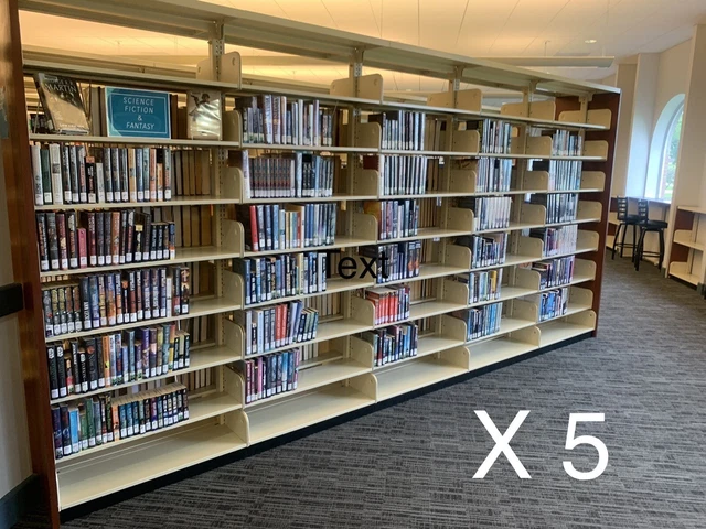 LIBRARY SHELVING BOOKCASE cantilever 90x36 adjustable metal shelves ...