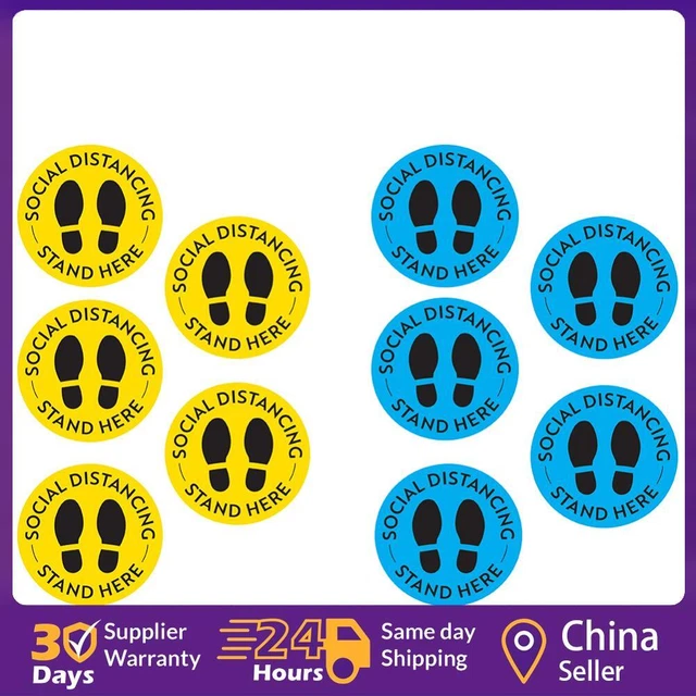 SOCIAL DISTANCING FLOOR Decal Safety Isolation Distance Signs Marker ...