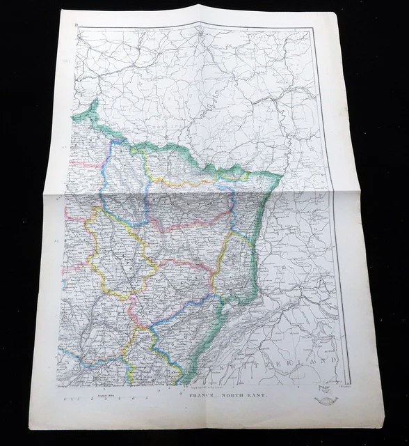 ANTIQUE MAP OF Northern France Haute Saone Dijon Strasbourg Hand ...