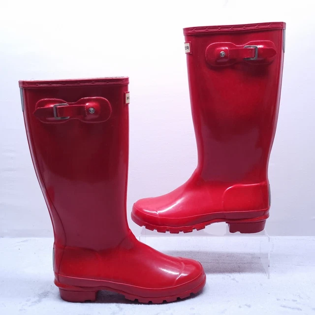 HUNTER WELLIES BOOTS Uk Size 3 Red Buckle Side Girls Boys Wellington ...