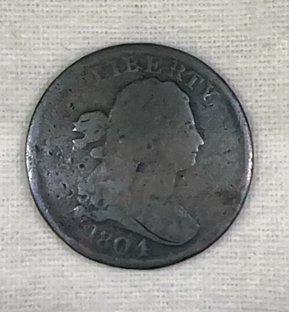 1804 DRAPED BUST Half Cent Plain 4 with Stems - Early Date 1/2C Penny ...