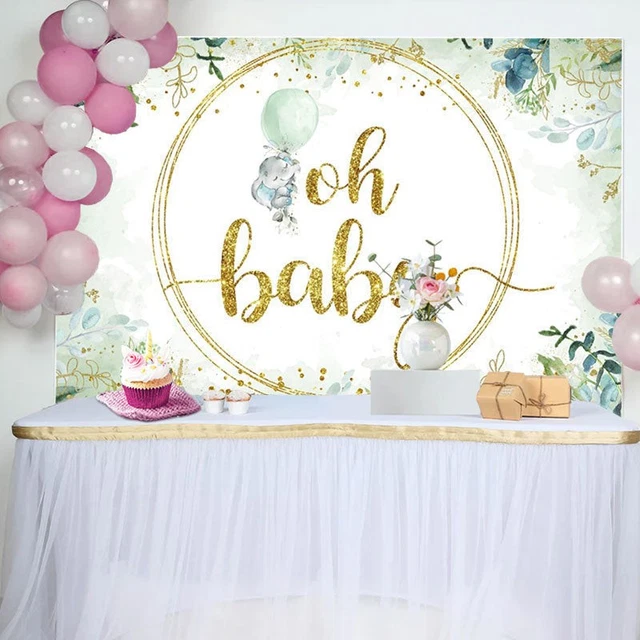 GREEN WATERCOLOR LEAVES Animal Baby Shower Backdrop $37.84 - PicClick AU